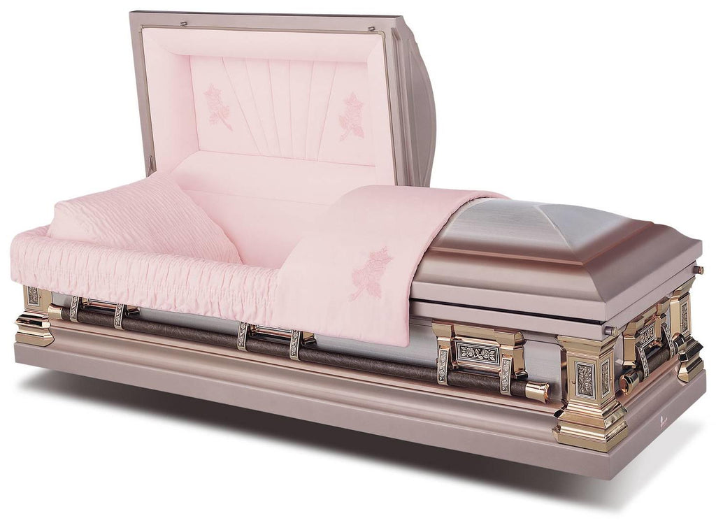 Batesville Tapestry Rose Stainless Steel Half Couch Casket – Solace Caskets