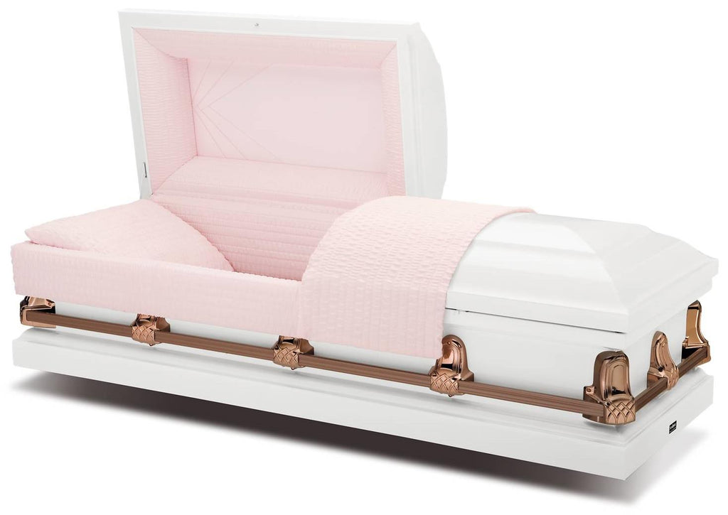 Batesville Gemini White/Pink Half Couch Steel Casket – Solace Caskets
