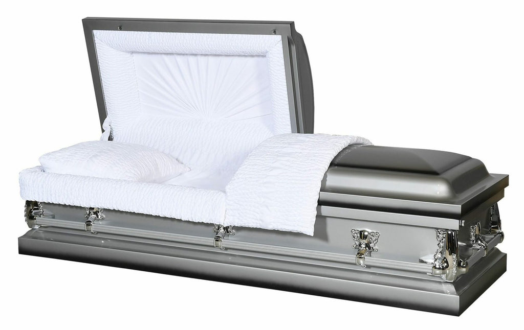 Aries Sunburst Silver Half Couch Casket – Solace Caskets