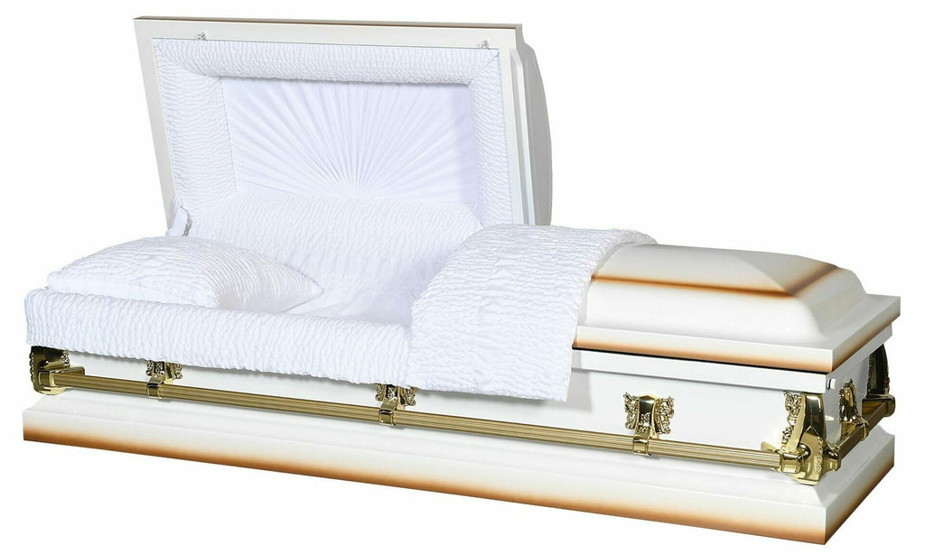 Aries Sunburst White Half Couch Casket – Solace Caskets