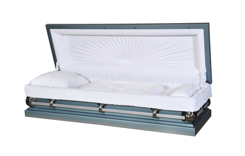Trinity Light Blue Full Couch Steel Casket – Solace Caskets