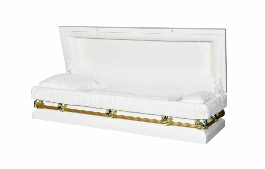 Vega White Full Couch Steel Casket – Solace Caskets