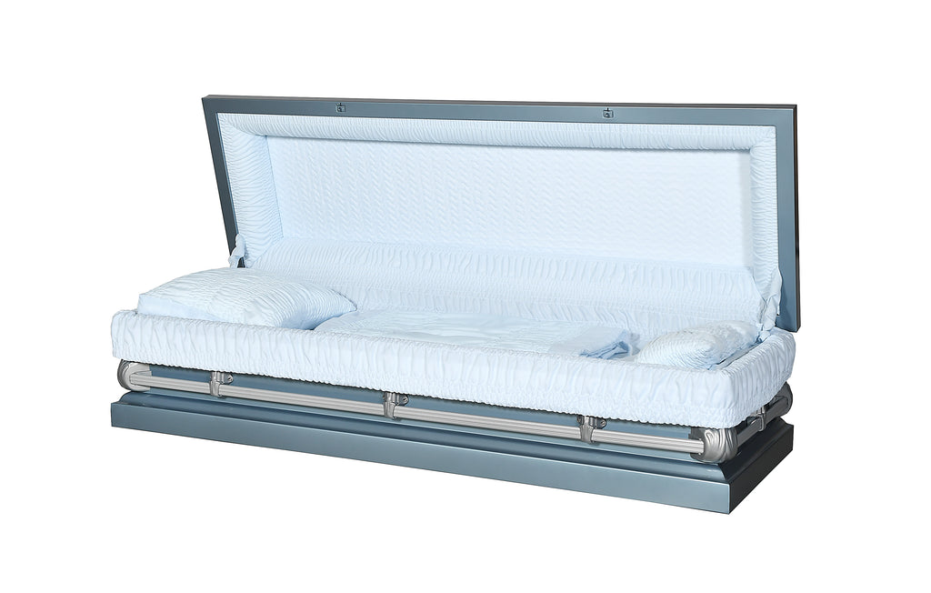 Alex Blue Full Couch Steel Casket – Solace Caskets