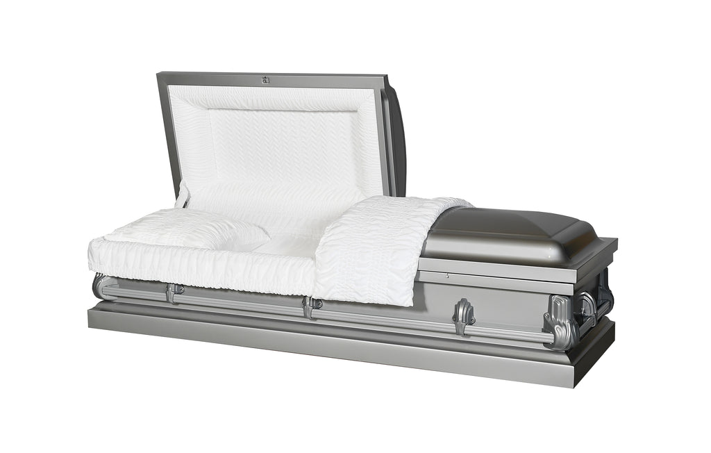 Alex Silver Half Couch Steel Casket – Solace Caskets
