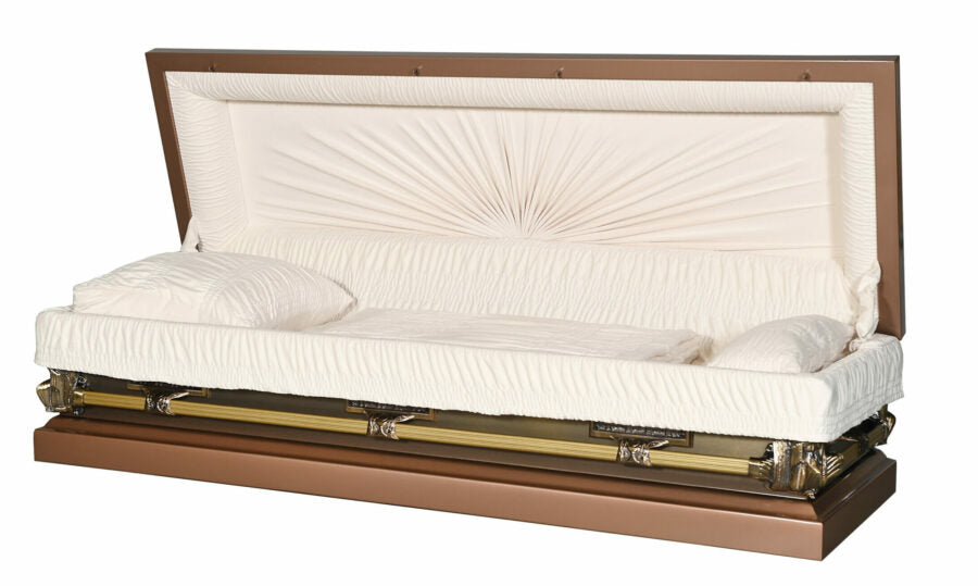 Last Supper Copper Full Couch Steel Casket – Solace Caskets