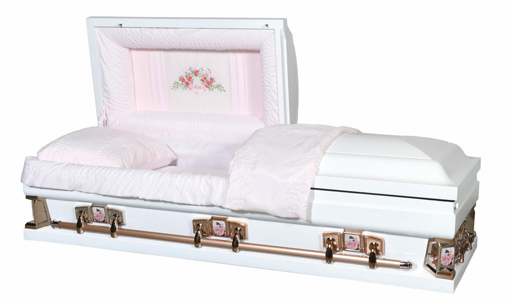 Solace XL White/Pink 27" Half Couch Casket – Solace Caskets