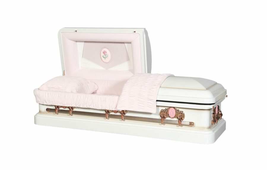 Cameo Rose Half Couch Steel Casket – Solace Caskets