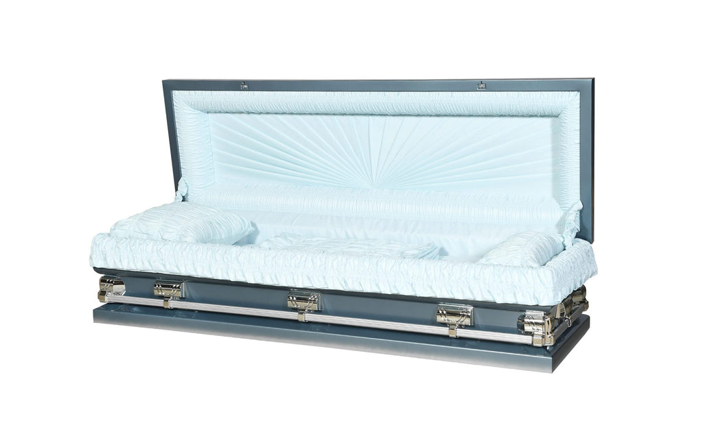 Empire Powder Blue Plus Size Full Couch Casket – Solace Caskets