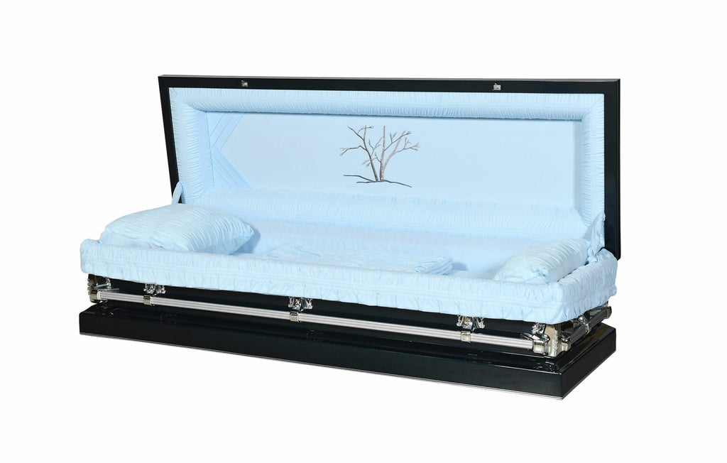Nova Dark Blue Full Couch Steel Casket – Solace Caskets