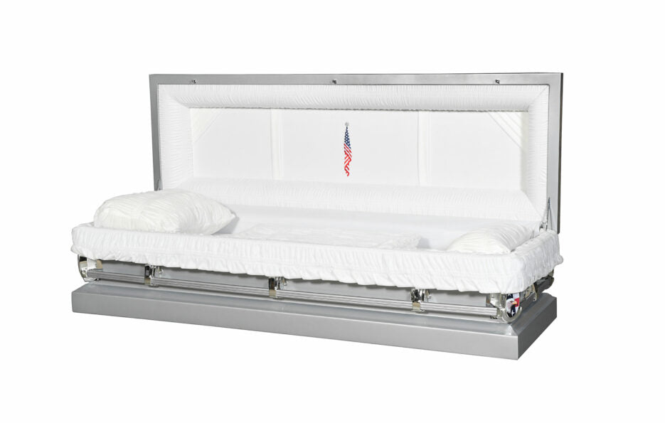 Infinity Steel Silver Full Couch Casket – Solace Caskets