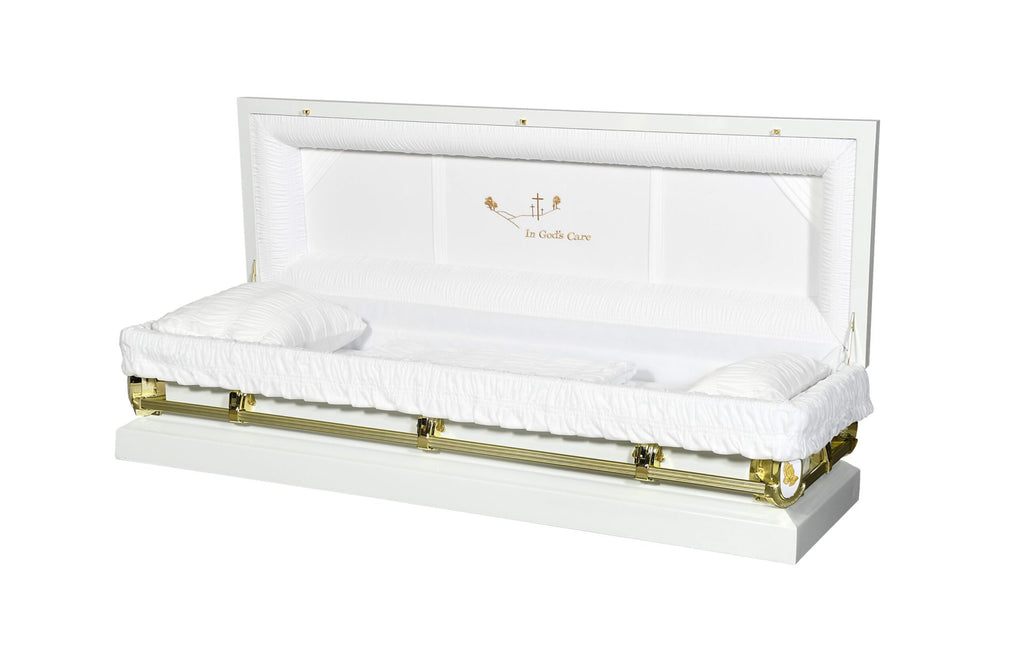 Infinity White Full Couch Steel Casket – Solace Caskets