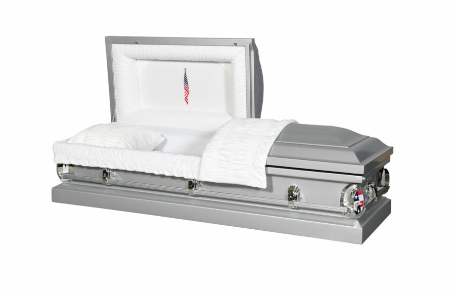 Infinity Silver Half Couch Steel Casket – Solace Caskets