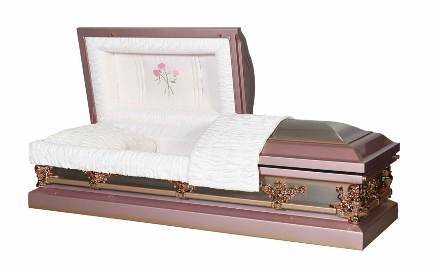 Savoy Rose Stainless Steel Half Couch Casket – Solace Caskets